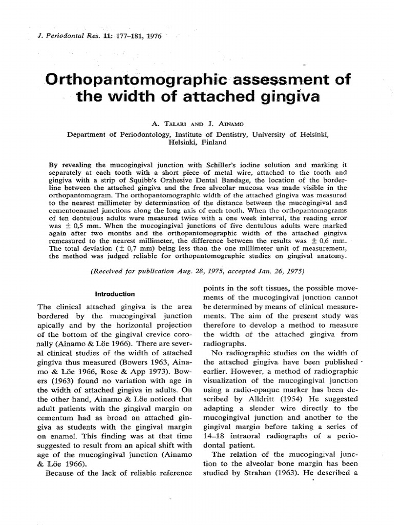 9.talari A, Ainamo J. Orthopantomographic Assessment of The Width of ...