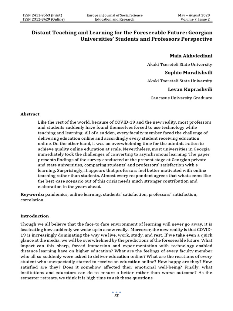 Distant Teaching and Learning For The Fo | PDF | Survey Methodology ...