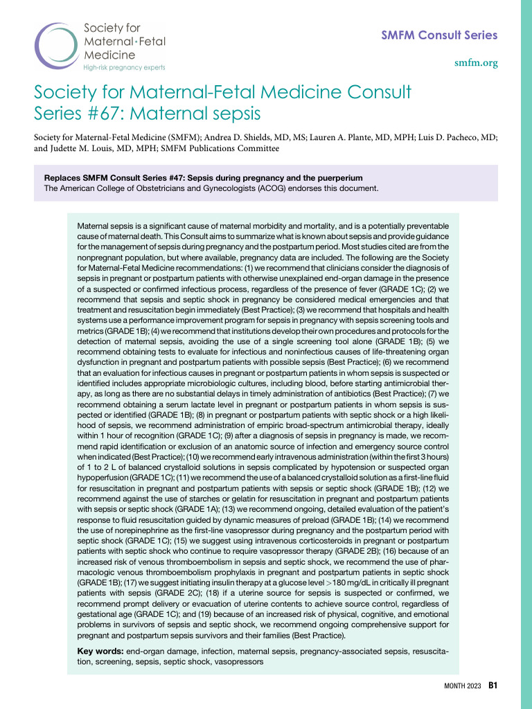 Shield, 2023 (Society For Maternal-Fetal Medicine Consult Series #67 ...