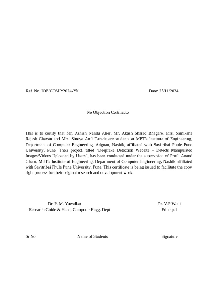 No Objection Certificate for Project | PDF