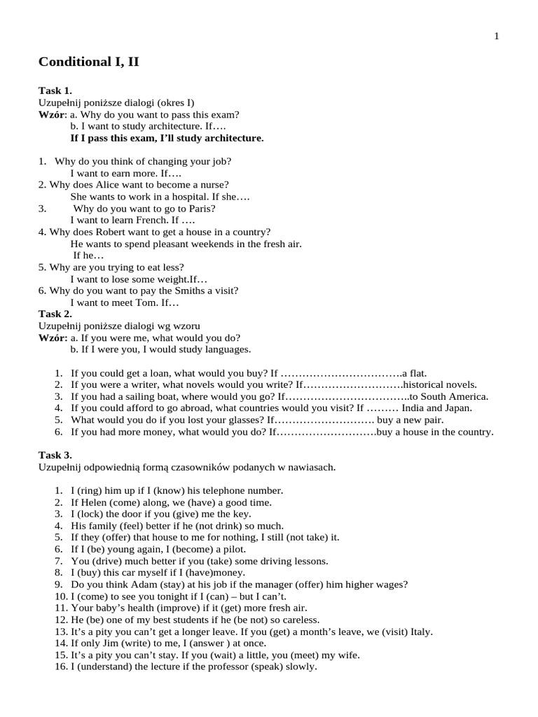 Conditionals Tasks | PDF