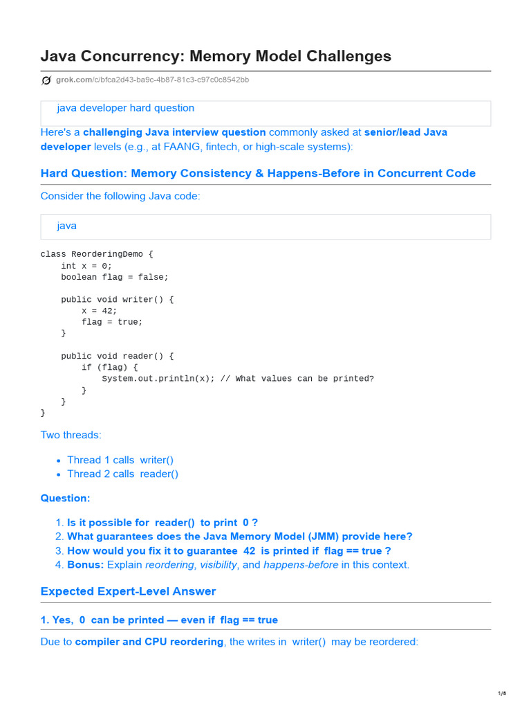 Java Concurrency Memory Model Challenges | PDF | Java Virtual Machine ...
