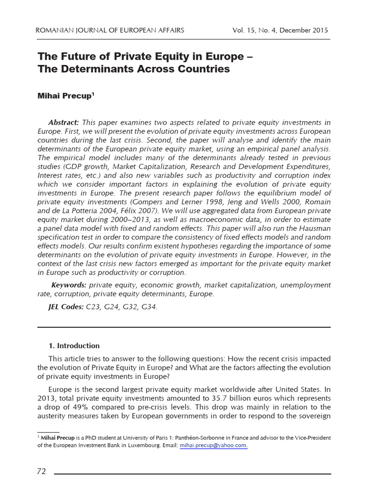 The Future of Private Equity in Europe - The Deter | PDF | Fixed ...