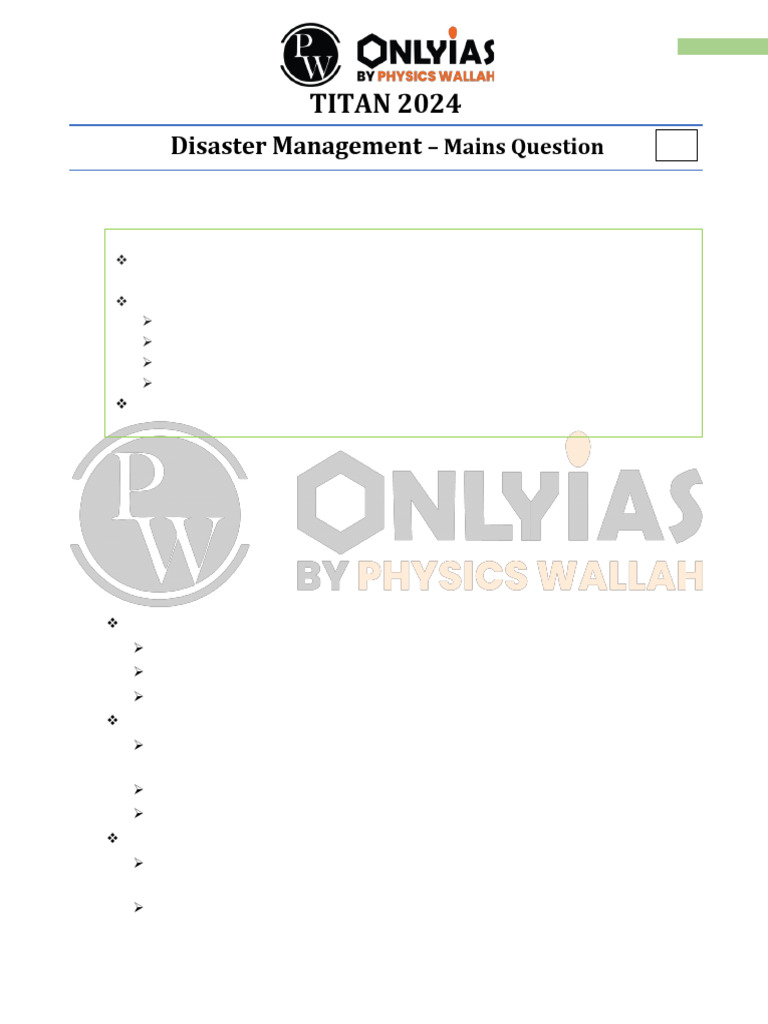 Disaster Management 01 - Mains Question (Upsc Titan English) | PDF ...