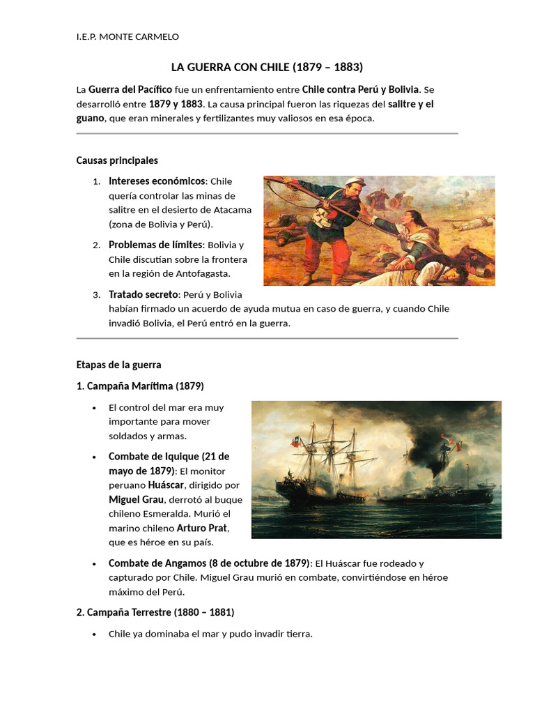 Guerra del Pacífico: Causas y Consecuencias | PDF | América del Sur | Perú
