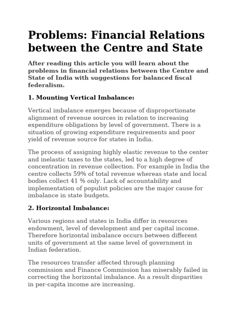 Fiscal Federalism Issues in India | PDF | Taxes | Economic Inequality