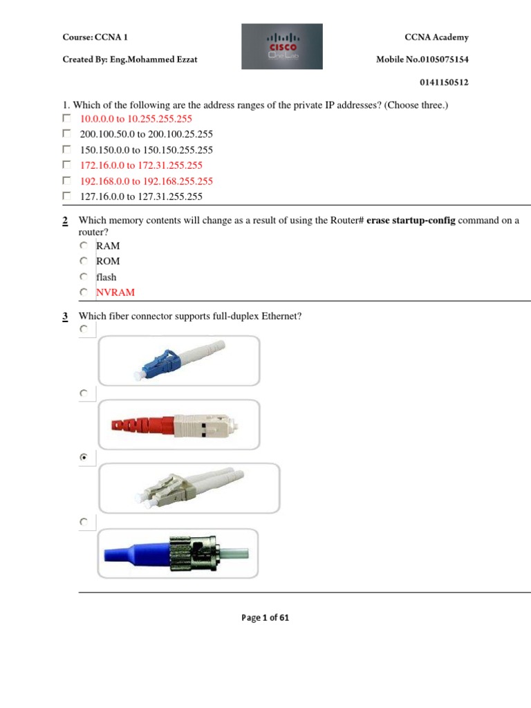 Ccna 1 Final Pdf Router Computing Computer Network