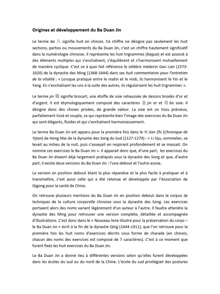 Bienfaits du Ba Duan Jin | PDF | IQ | Qi gong
