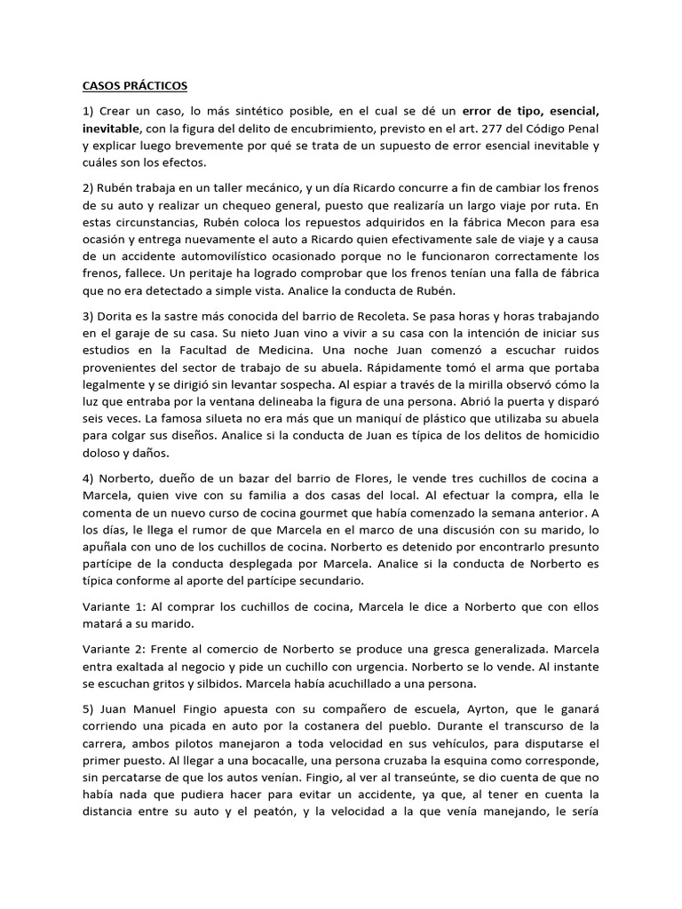 CASOS PR - CTICOS PRE PRIMER PARCIAL Delito | PDF