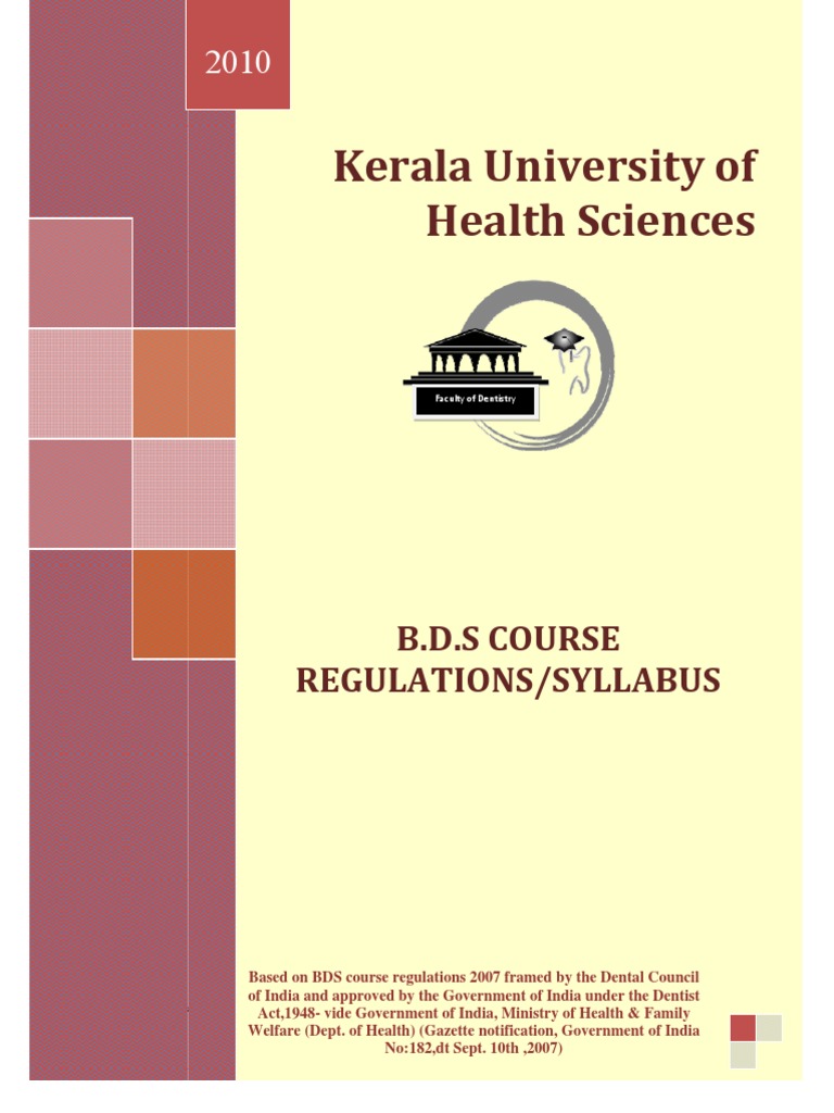 BDS Syllabus 2011 | PDF | Dental Degree | Dentistry