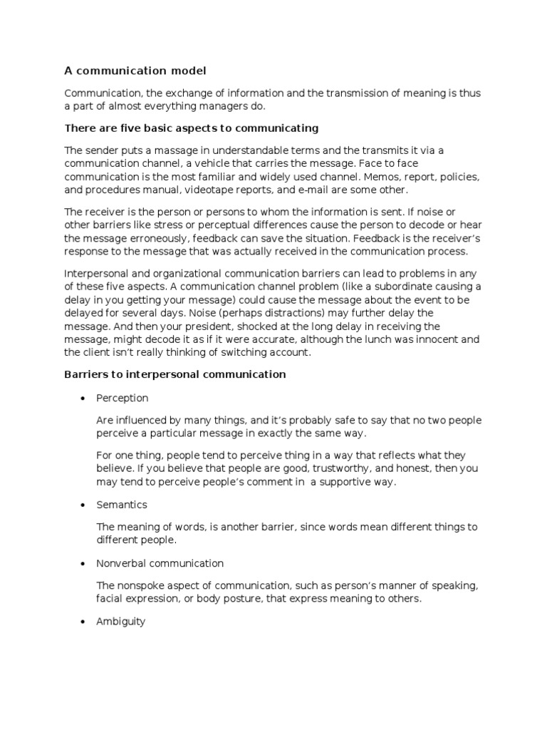 A Communication Model | PDF | Ambiguity | Communication