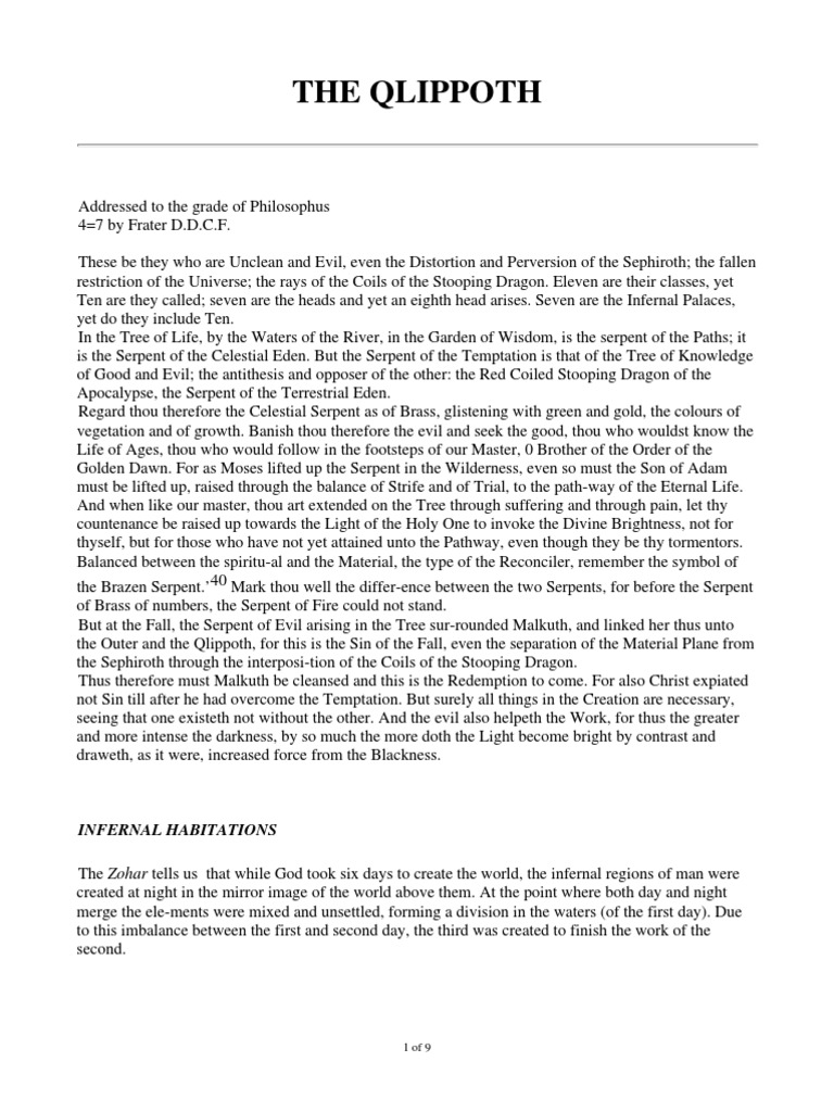 The Qlippoth | PDF | Serpents In The Bible | Genesis Creation Narrative