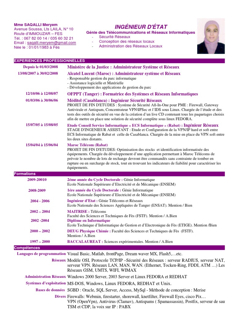 CV SAQALLI Meryem | PDF | Informatique | Linux