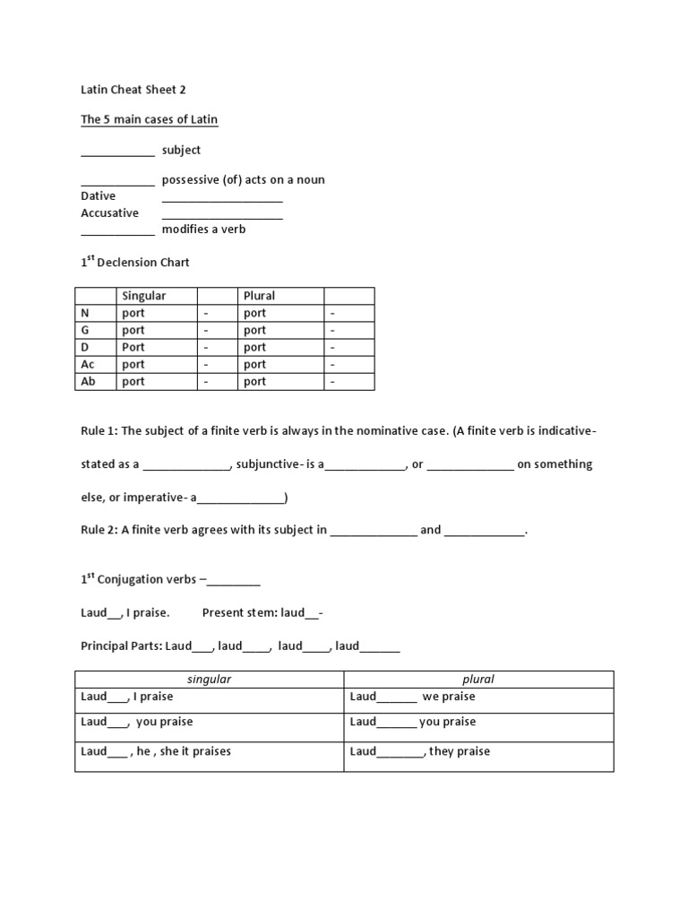 Latin Grammar Cheat Sheet | PDF