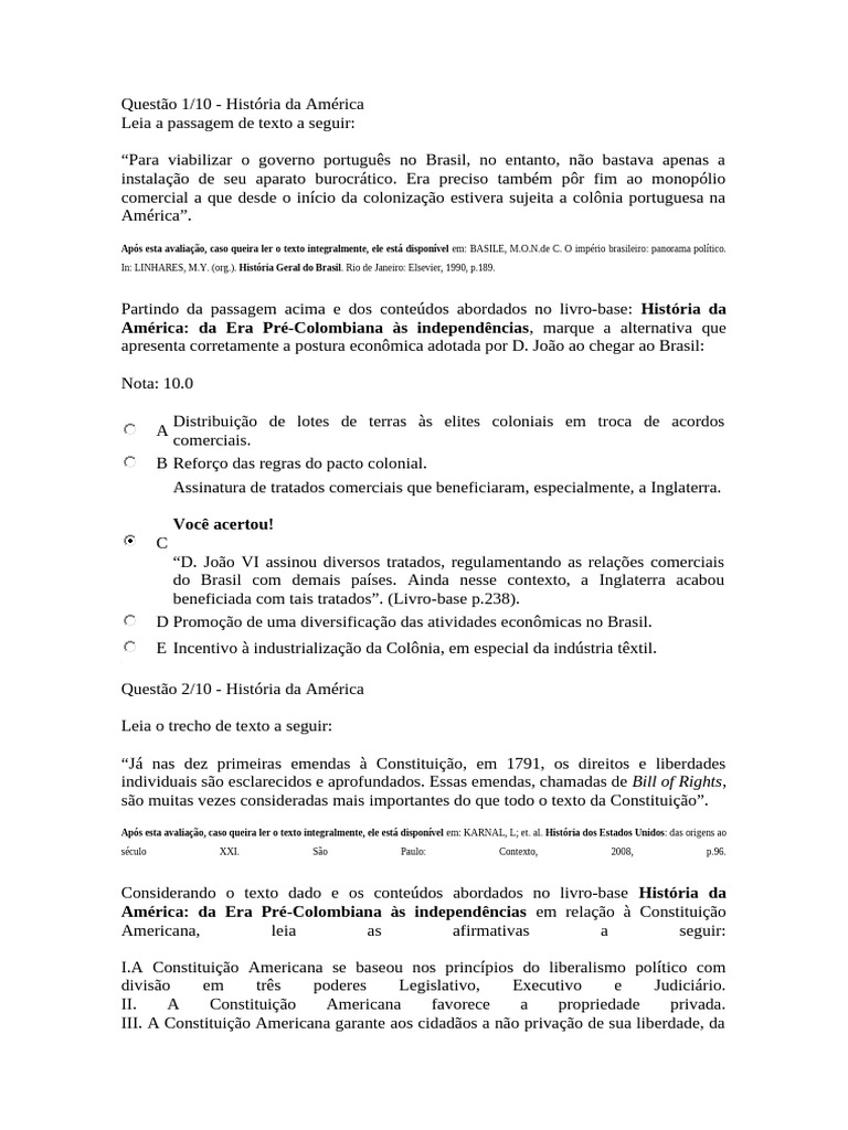 Postura Econômica de D. João VI no Brasil | PDF | Iluminismo ...