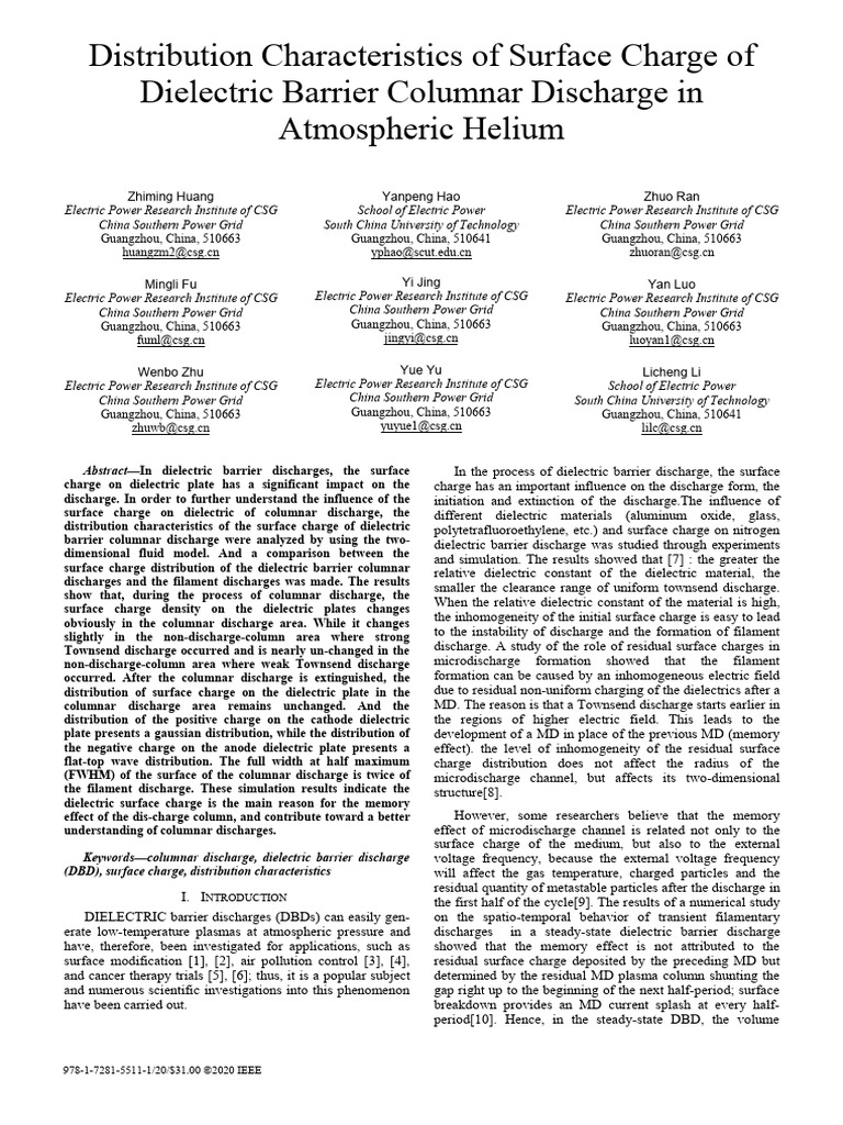 DBD in Atmospheric Helium | PDF | Physical Phenomena | Electromagnetism