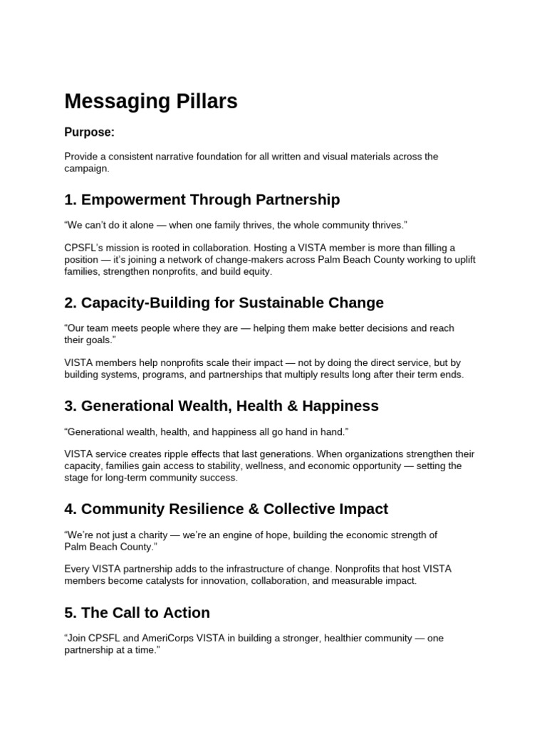Messaging Pillars for Community Empowerment | PDF
