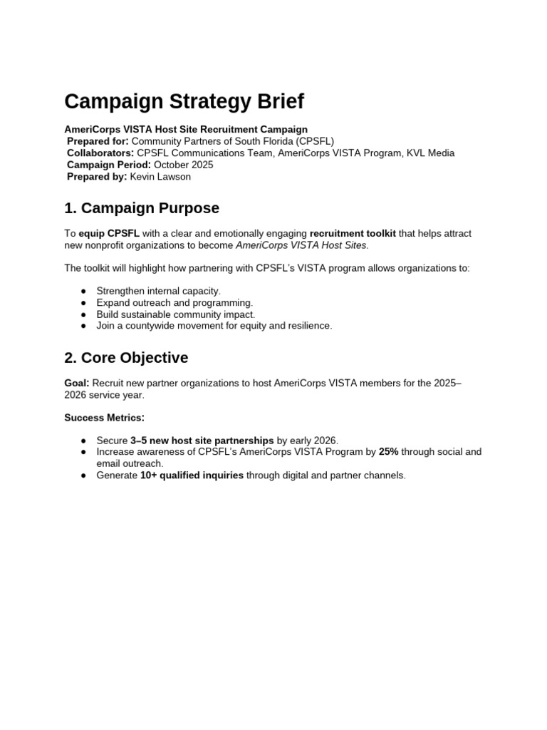 VISTA Host Site Recruitment Strategy | PDF