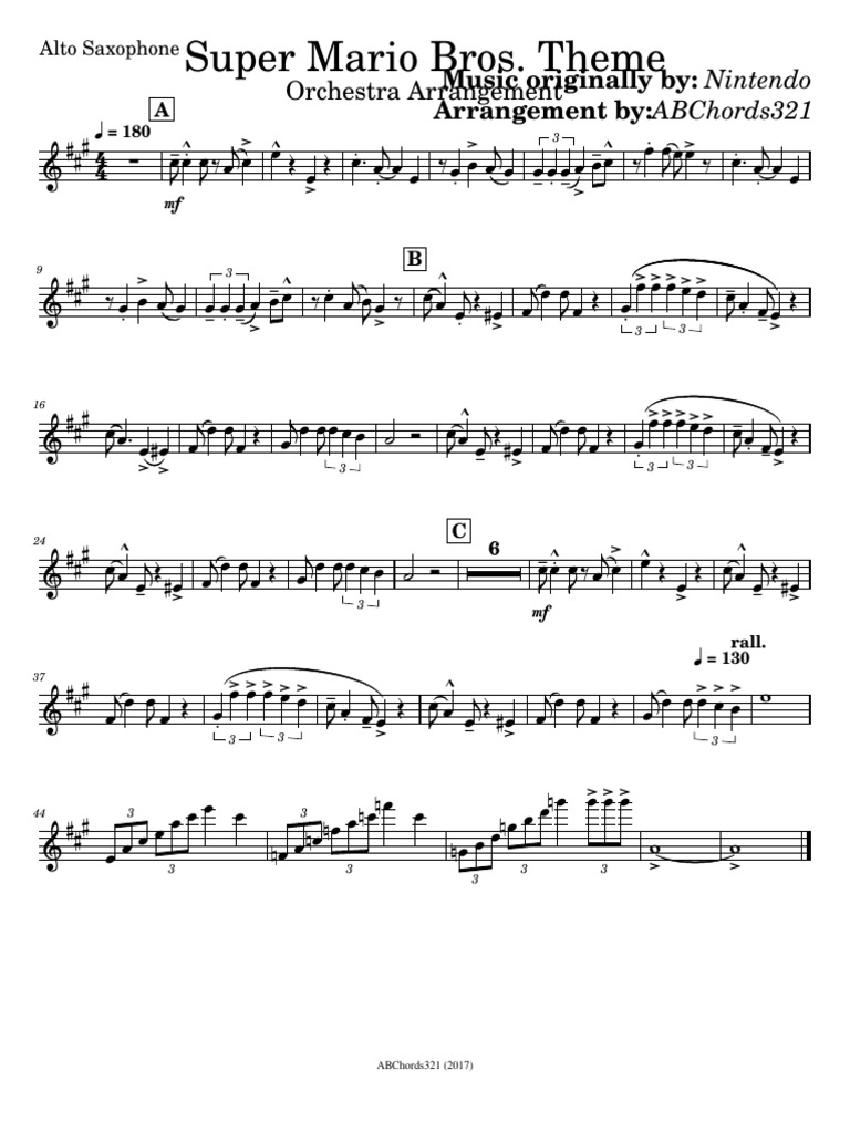 Super Mario Alto Sax Sheet Music | PDF | Nintendo Games | Home Video ...