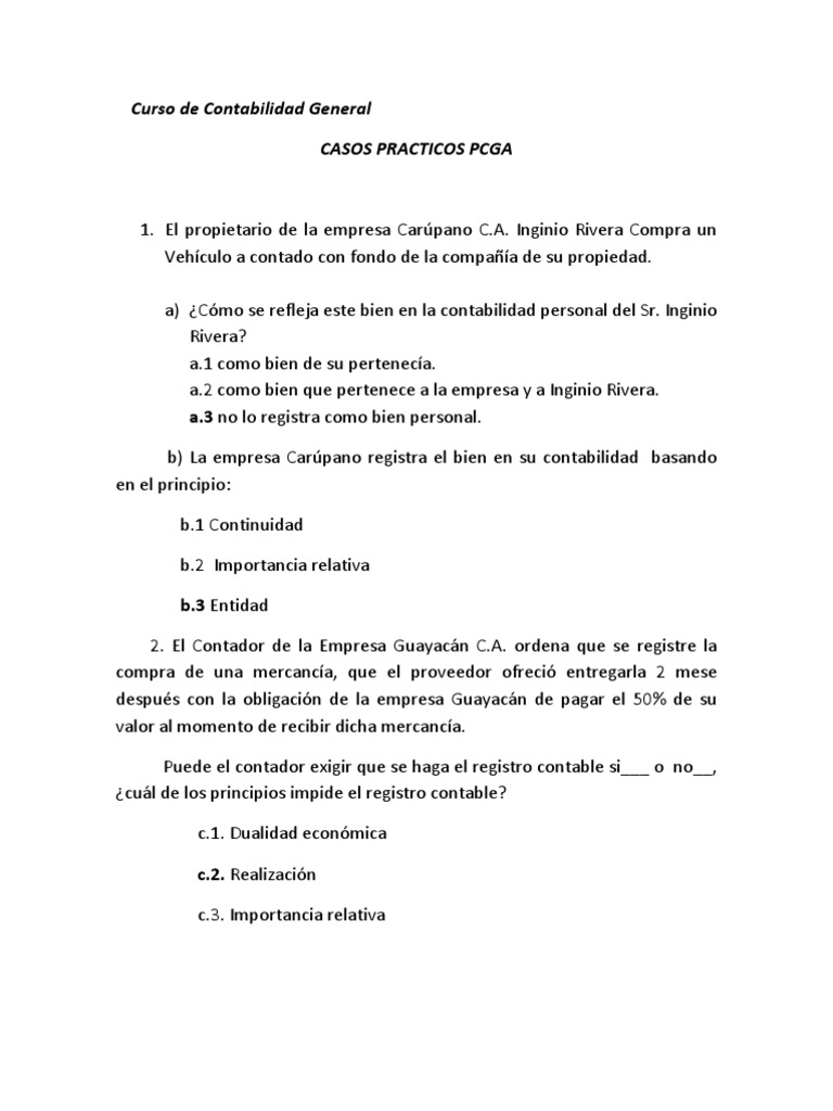 Casos Practicos Pcga | PDF | Principios contables generalmente aceptados | Contabilidad