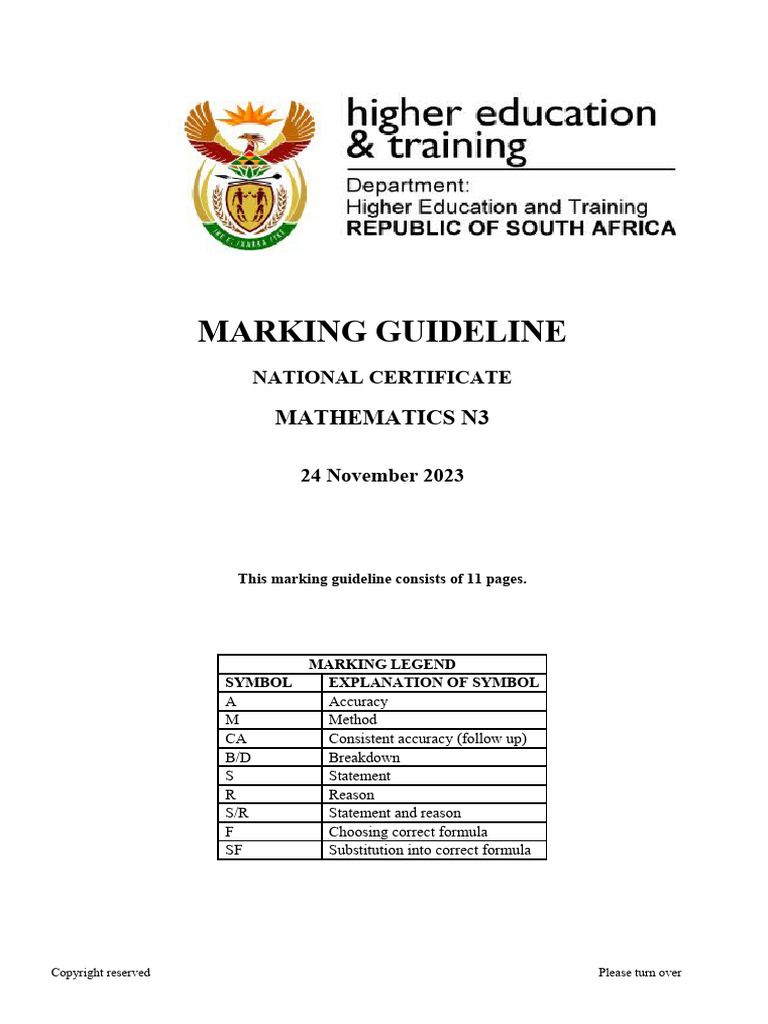 t1010 - Mathematics n3 Nov Memo 2023 Signed-Off | PDF | Algebra ...