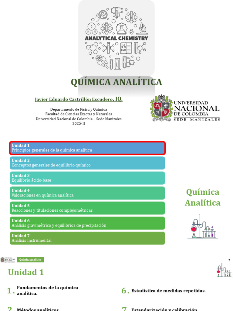 Química Analítica Unidad 1 | PDF | Química analítica | Exactitud y ...