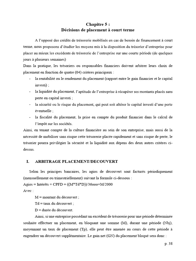 Cours Gestion de Trésorerie Et Relation Bancaire Partie 2 | PDF | Risque | Fonds de roulement