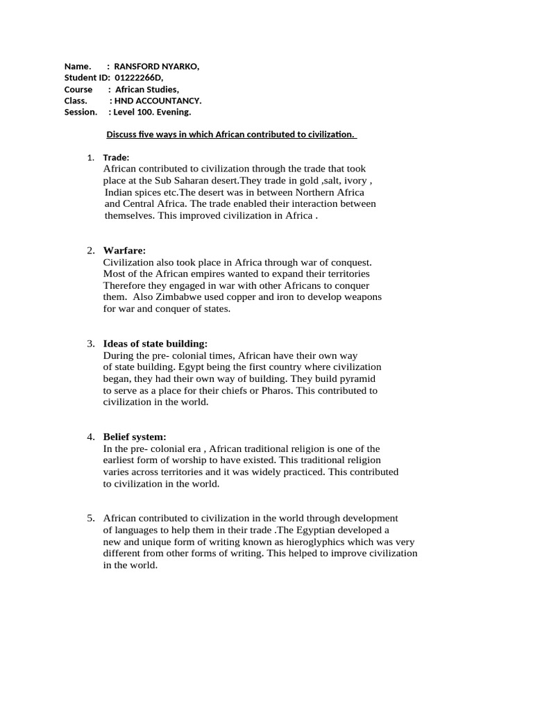 African Studies Assignment | PDF