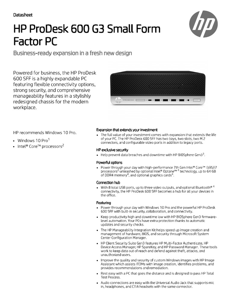 Hp Prodesk 600 G3 Mini Core i5 | PDF