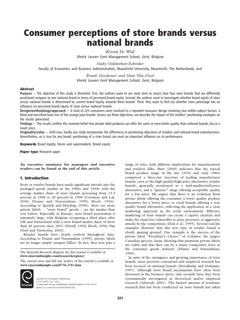 Consumer Perceptions | PDF | Brand | Retail