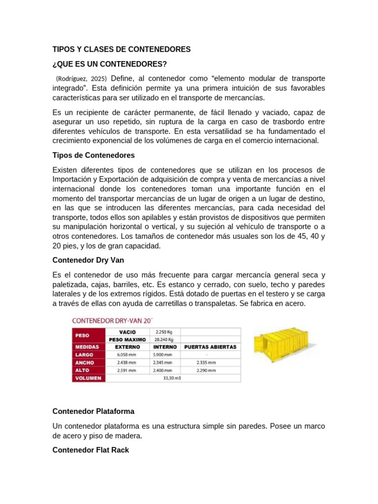 Tipos y Clases de Contenedores | PDF | Acero | Techo