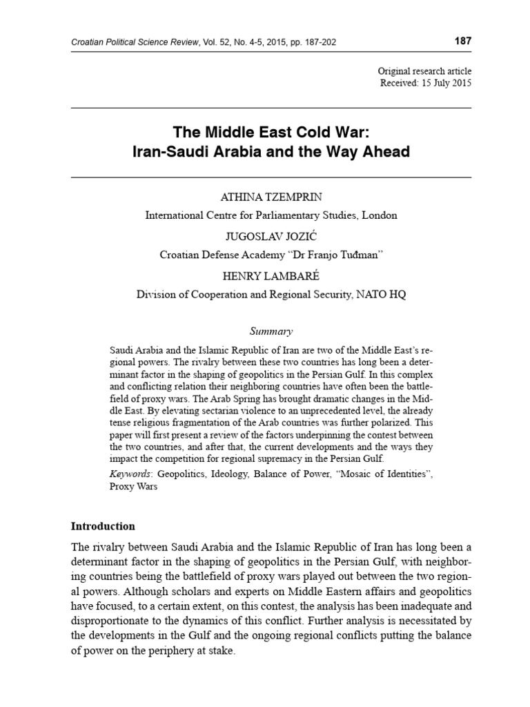 The Middle East Cold War Iran Saudi Arab | PDF | Syrian Civil War ...