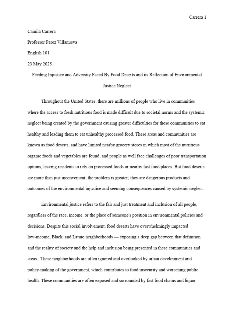 Feeding Injustice and Adversity Faced by Food Deserts and Its ...