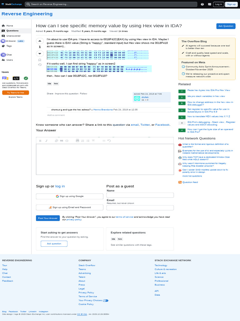 Accessing Memory in IDA Hex View | PDF | Facebook | Computing
