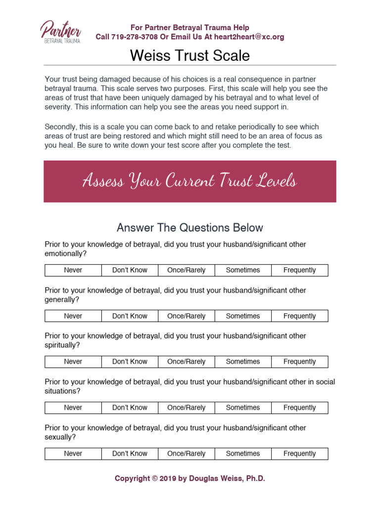 Partner Betrayal Trauma Assessment | PDF | Psychological Trauma ...