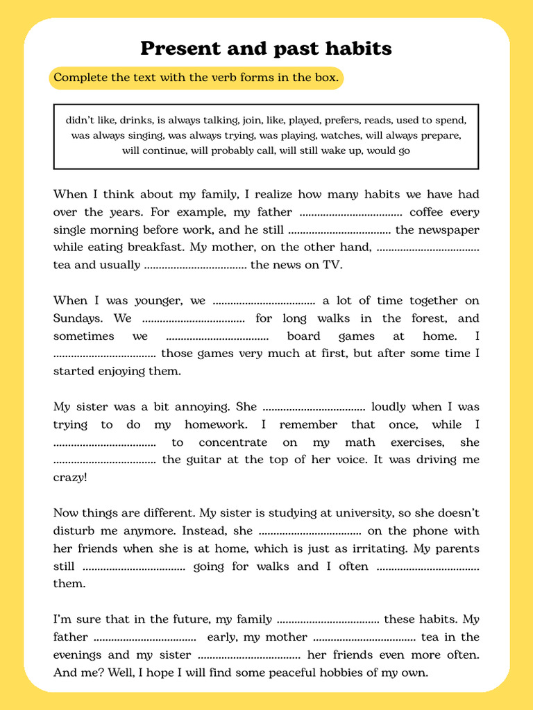 Family Habits: Past and Present | PDF