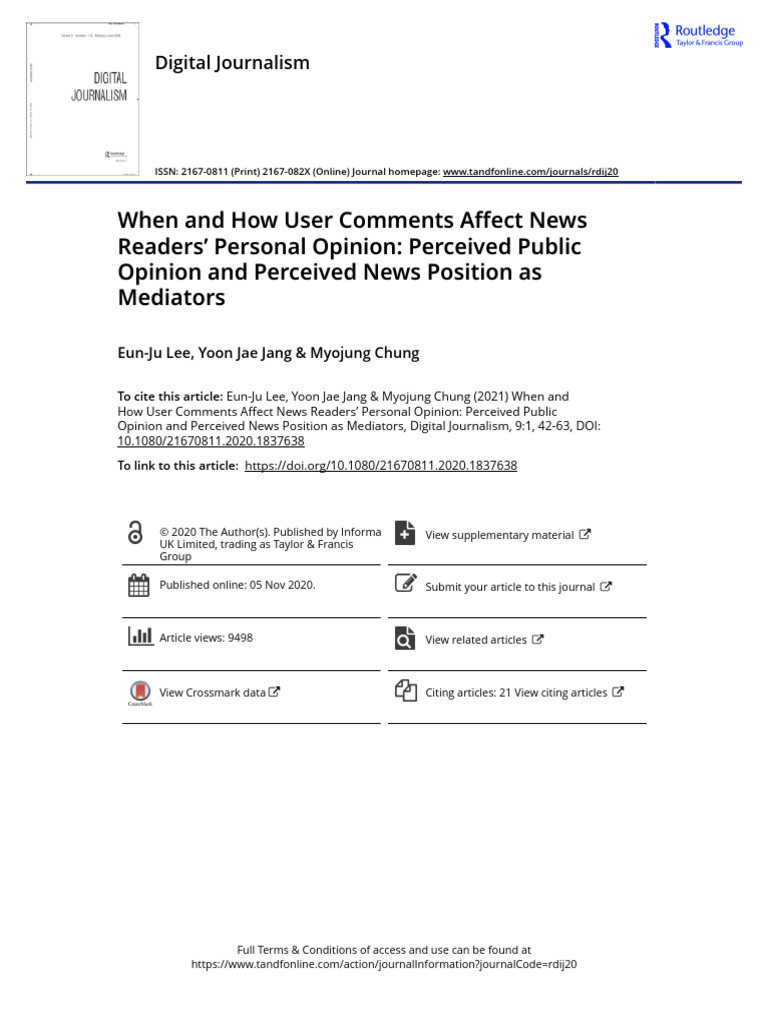 When and How User Comments Affect News Readers Personal Opinion ...