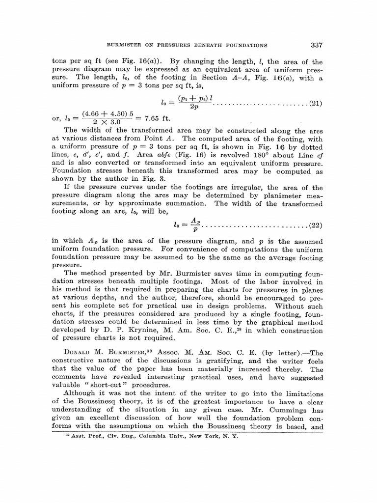 Burmister Closure To Burmister On Pressures Beneath Foundations | PDF