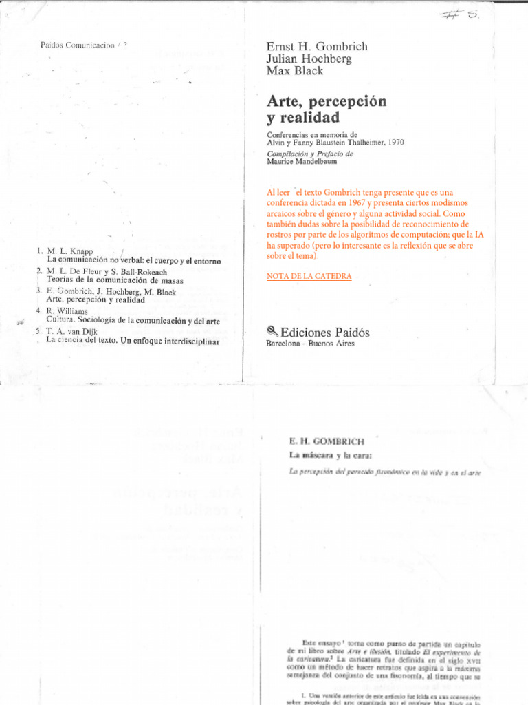 GOMBRICH-La Mascara y La Cara | PDF