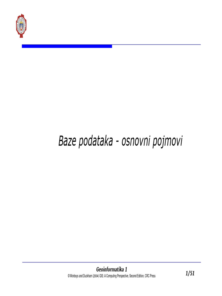 Geoinformatika 1 - Baze Podataka | PDF