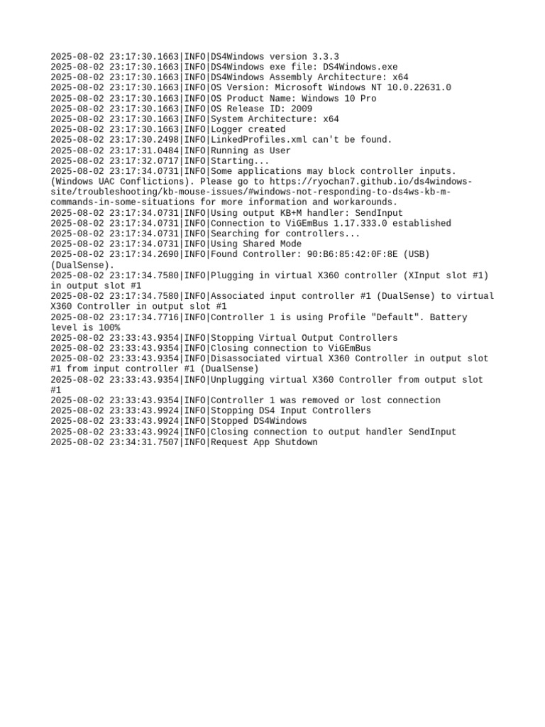 Ds4windows Log 20250802.1 | PDF