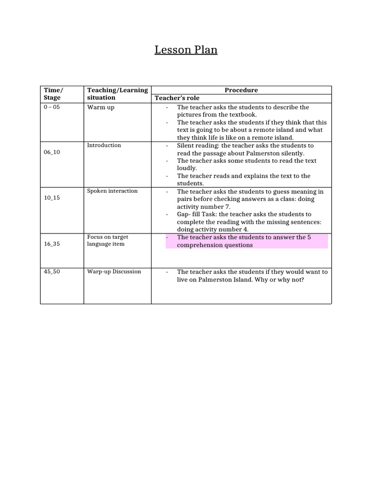Comprehension - Lesson Plan | PDF