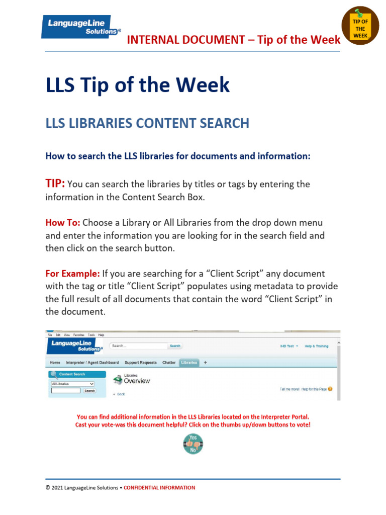 Tip of The Week-Content Search LLS Libraries 01062021 | PDF