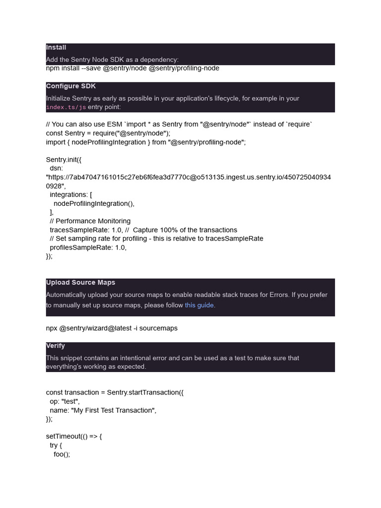 Configurando o Sentry No Backend | PDF