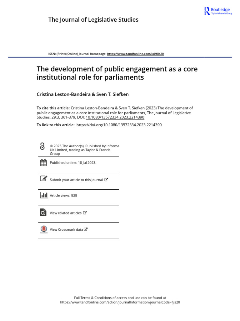 The Development of Public Engagement As A Core Institutional Role For ...