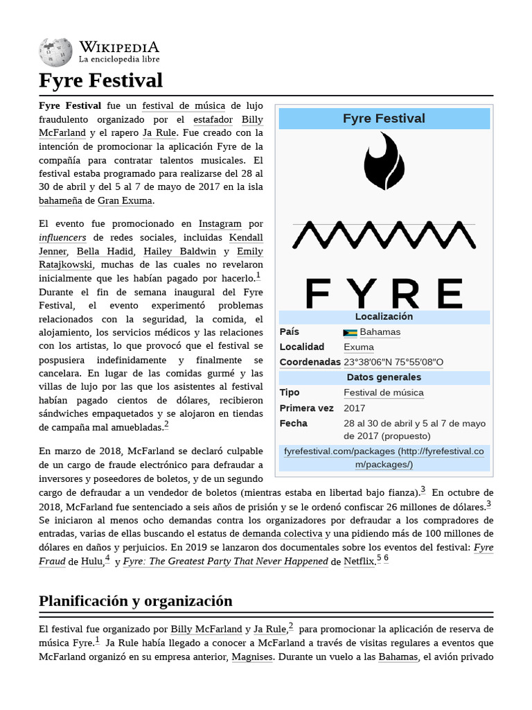 Fyre Festival: El festival fraudulento | PDF