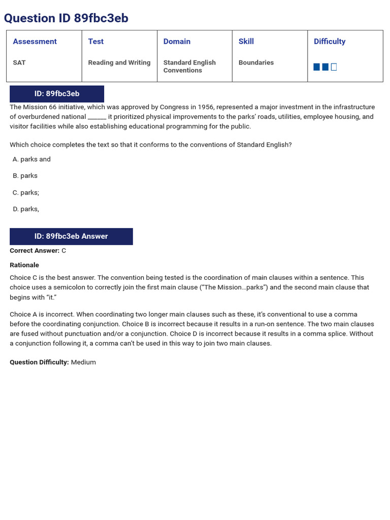 SAT - Reading and Writing - Standard English Conventions - Answers ...