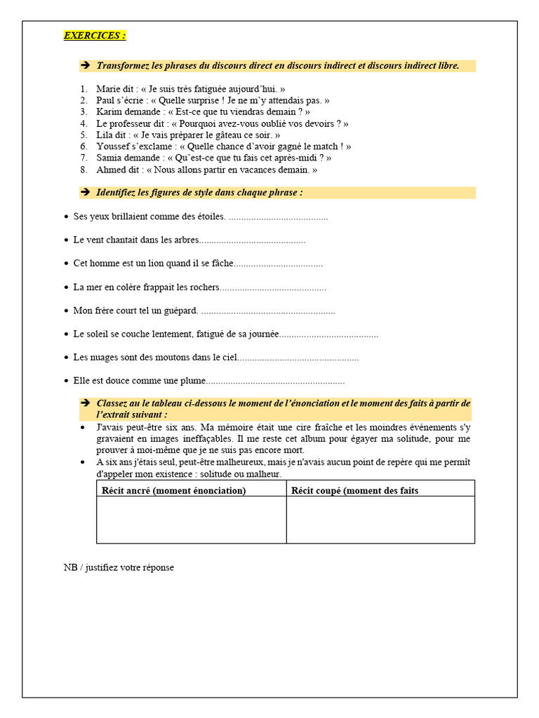 Exercices de discours et figures de style | PDF
