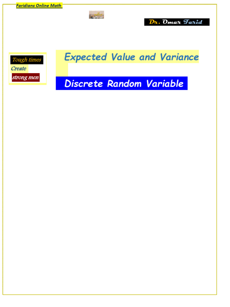 02-Mean and Variance of DRV (Handouts) | PDF