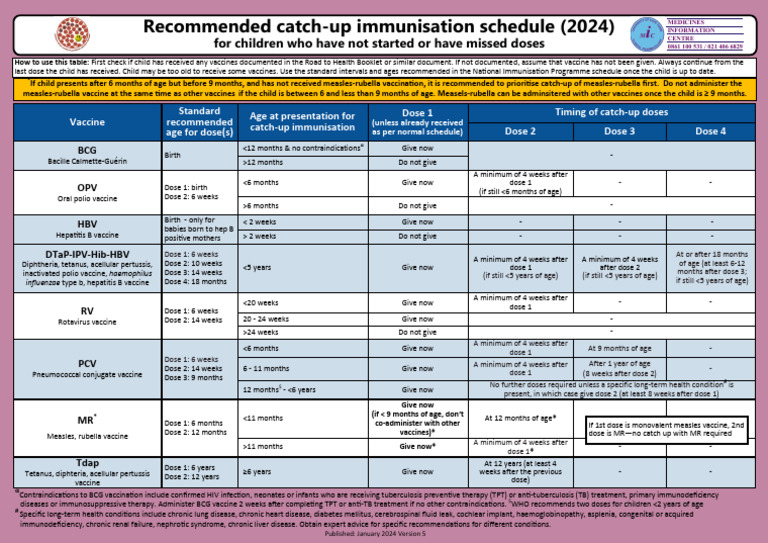 2024 Catch-Up Immunisation Schedule | PDF | Vaccines | Medicine